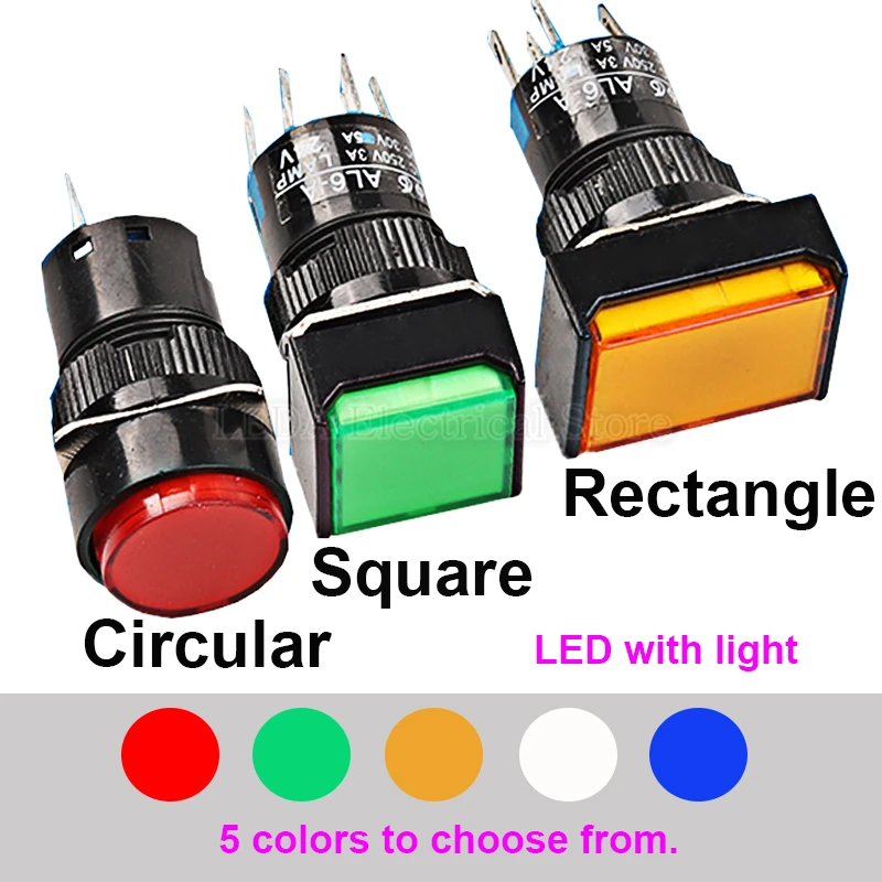 1Pcs-Green-16mm-LA16-LED-Light-Push-Button-Switch-Self-locking-Latching ...