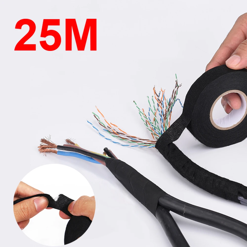 25 Meter Heat-resistant Fabric Tape Black Adhesive Electrical ...
