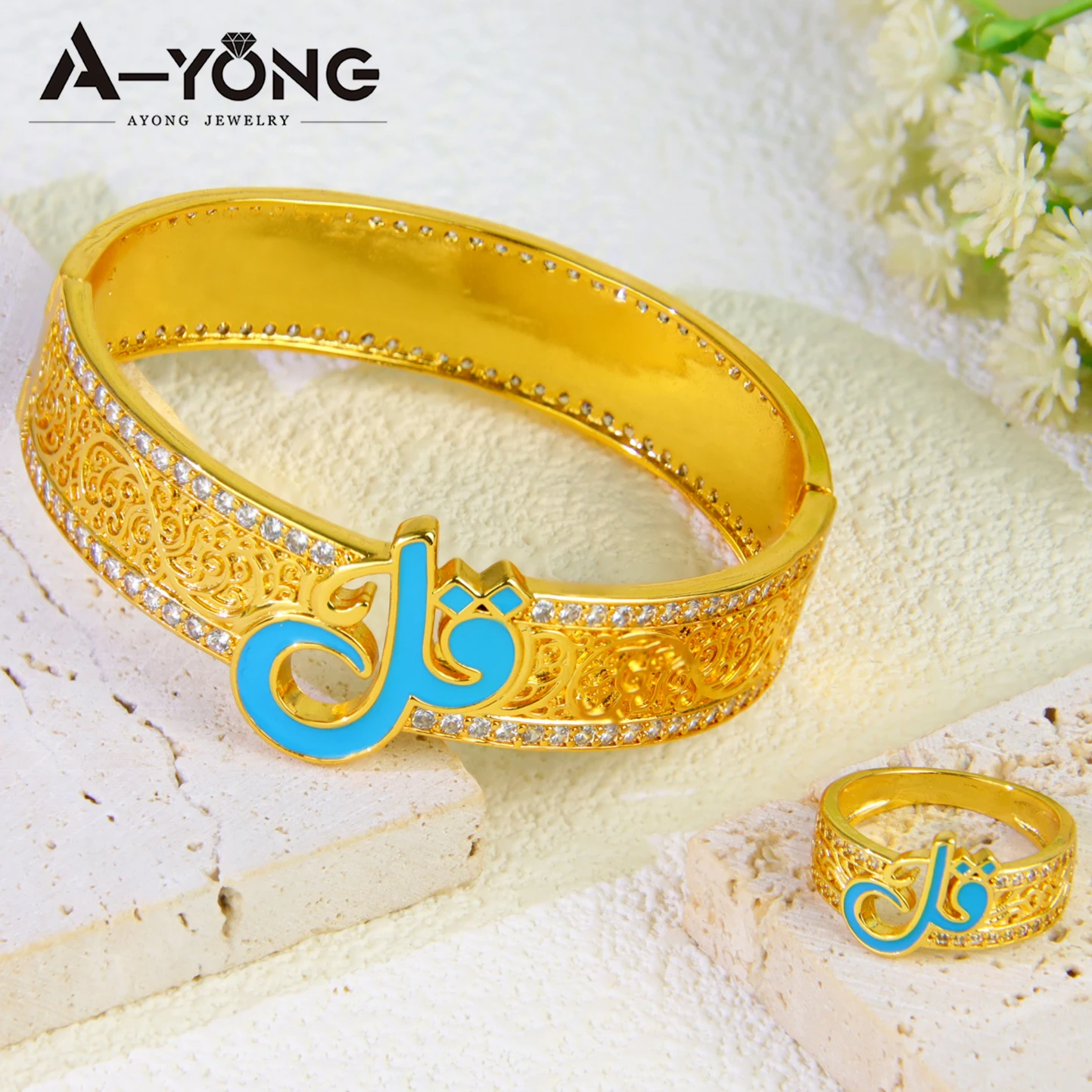 Luxury-Dubai-Gold-Color-Bangles-Ring-Set-21k-Gold-Plated-Fashion ...