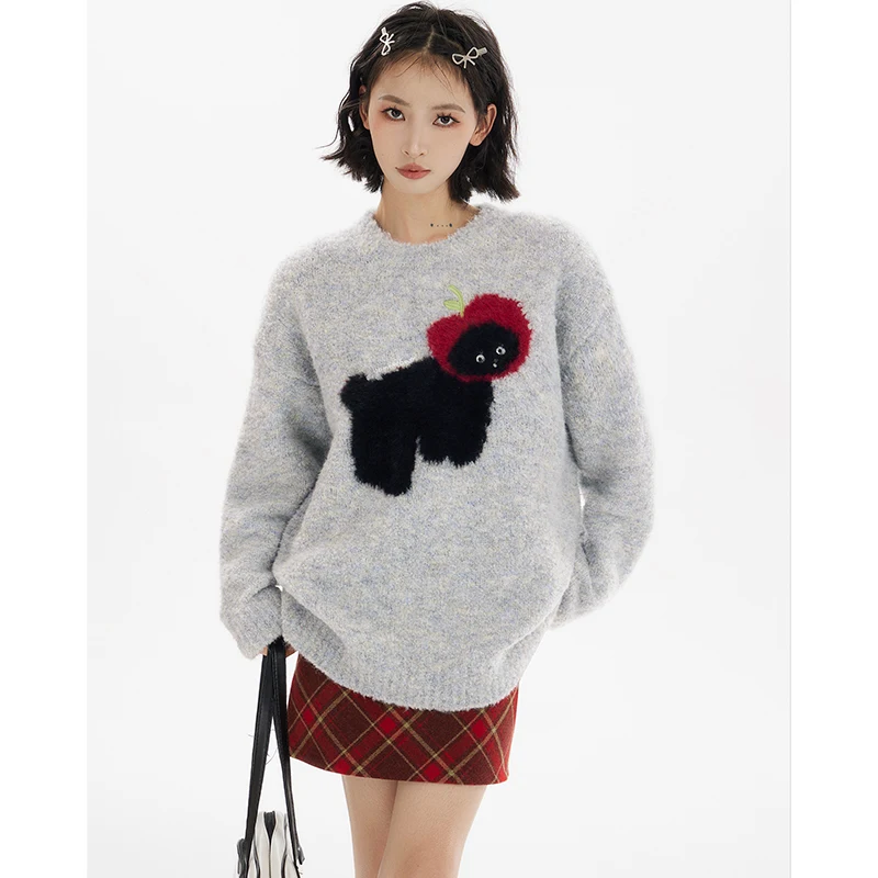 Pul-veres-de-malha-casual-de-manga-comprida-feminino-doce-moda-coreana ...