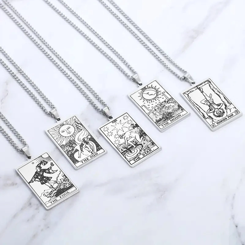 Tarot Cards Esotericism Necklace Aesthetic Stainless Steel Jewelry ...