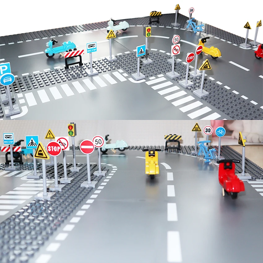 MOC-City-Traffic-Lights-Road-Signs-Roadblock-Signal-Light-Speed-Limit ...
