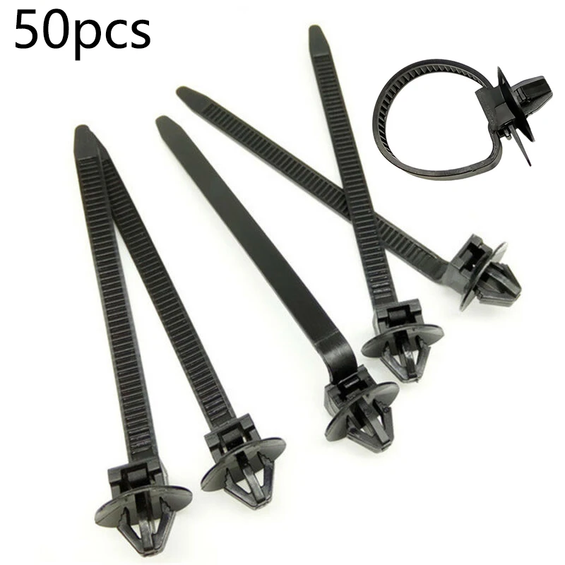 50pcs-Nylon-Cable-Tie-Wrap-Fixed-Fastener-Clip-Car-Cable-Fastening-Zip ...