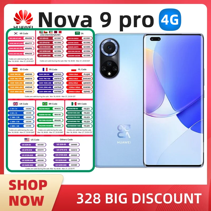 HUAWEI Nova 9 Pro 4G Smart Phone HarmonyOS 6.72'' OLED 120HZ Snapdragon 778G 4000mAh 100W Super ...