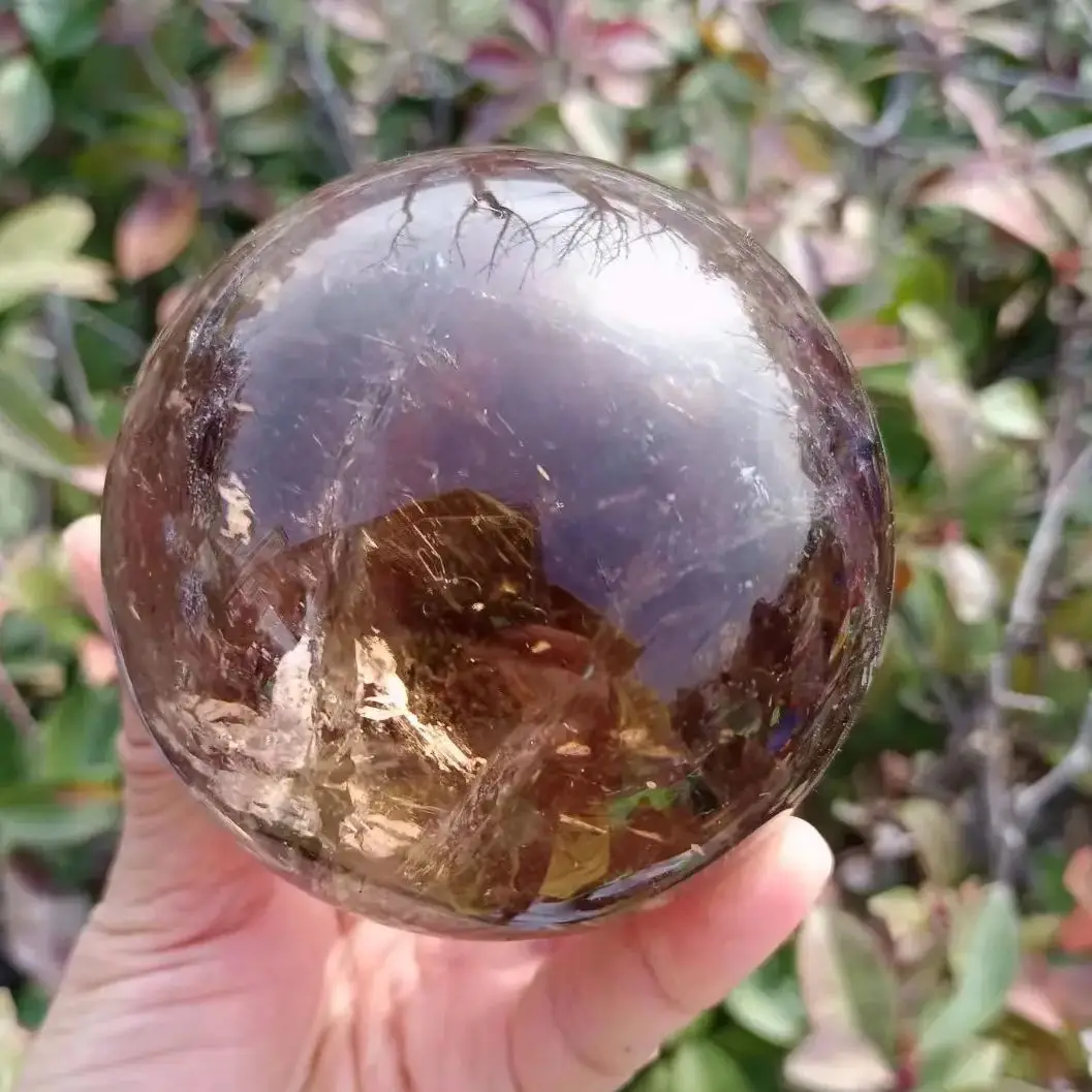 Natural-Tea-Quartz-Ball-Tea-Crystal-Energy-Ball-Mineral-Reiki-Healing ...