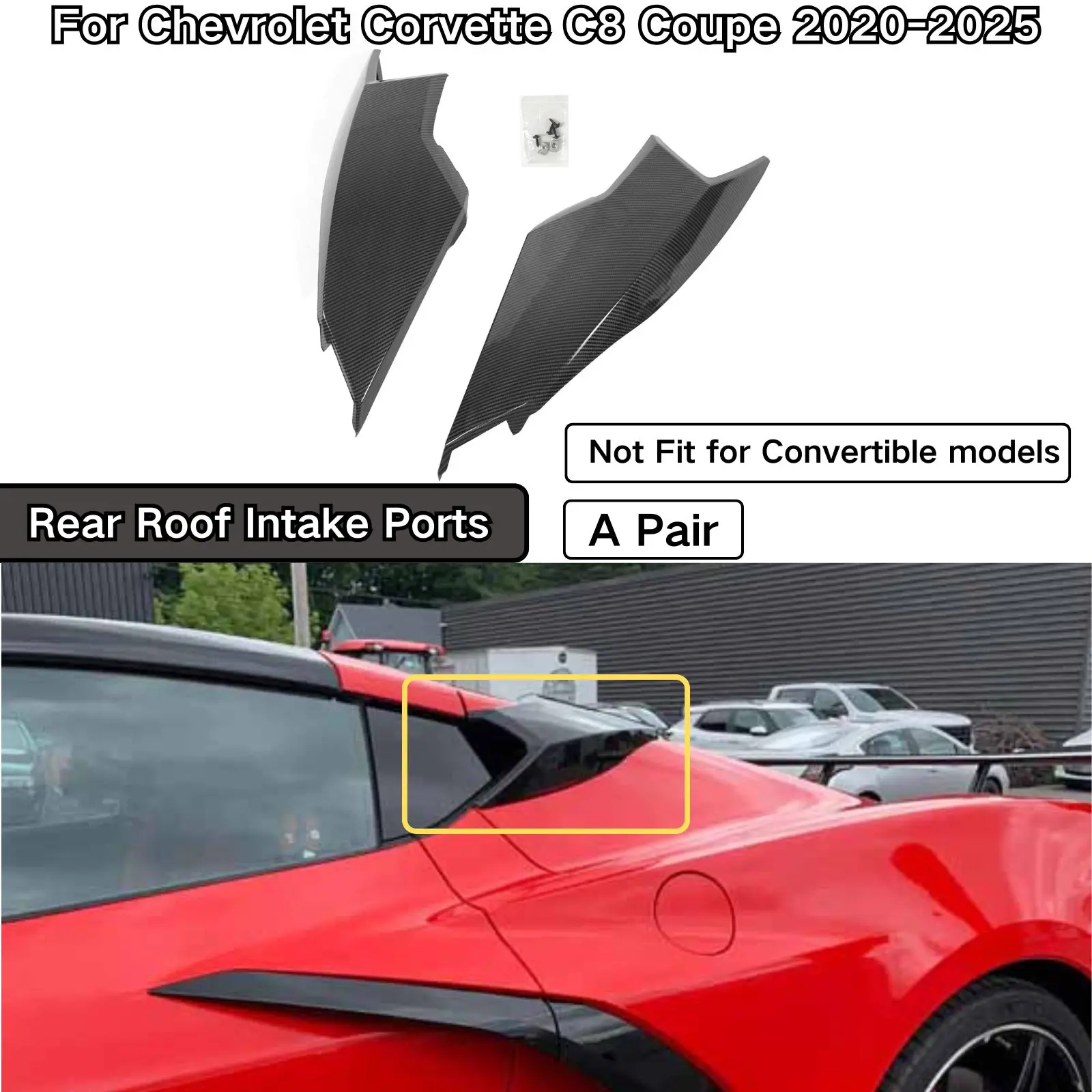 For Chevrolet Corvette C8 Coupe 2020-2025 Rear Roof Intake Ports Car ...