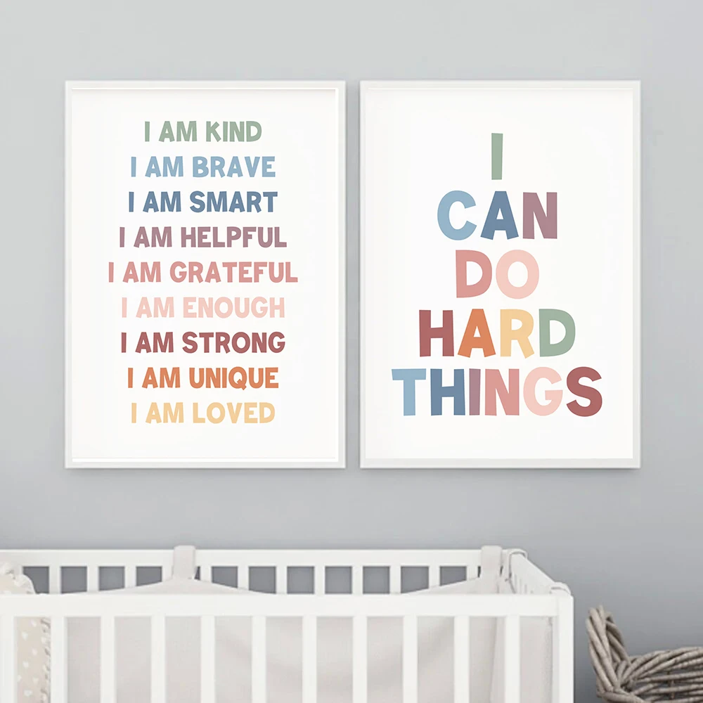 Affirmations for Kids Quote Wall Decor Classroom Wall Art I Am Kind ...
