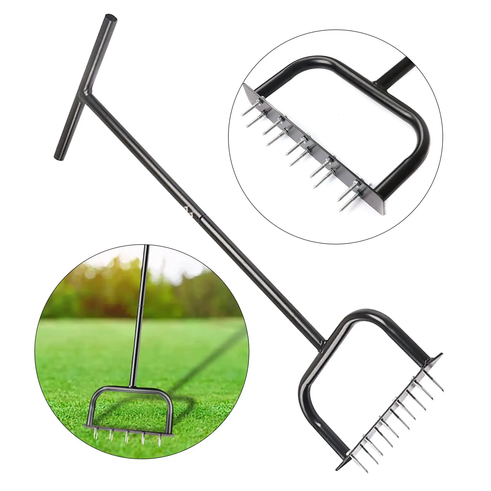 Multi-Spike-Lawn-Aerator-Carbon-Steel-Manual-Cleaning-Tool-Turf-Plug ...