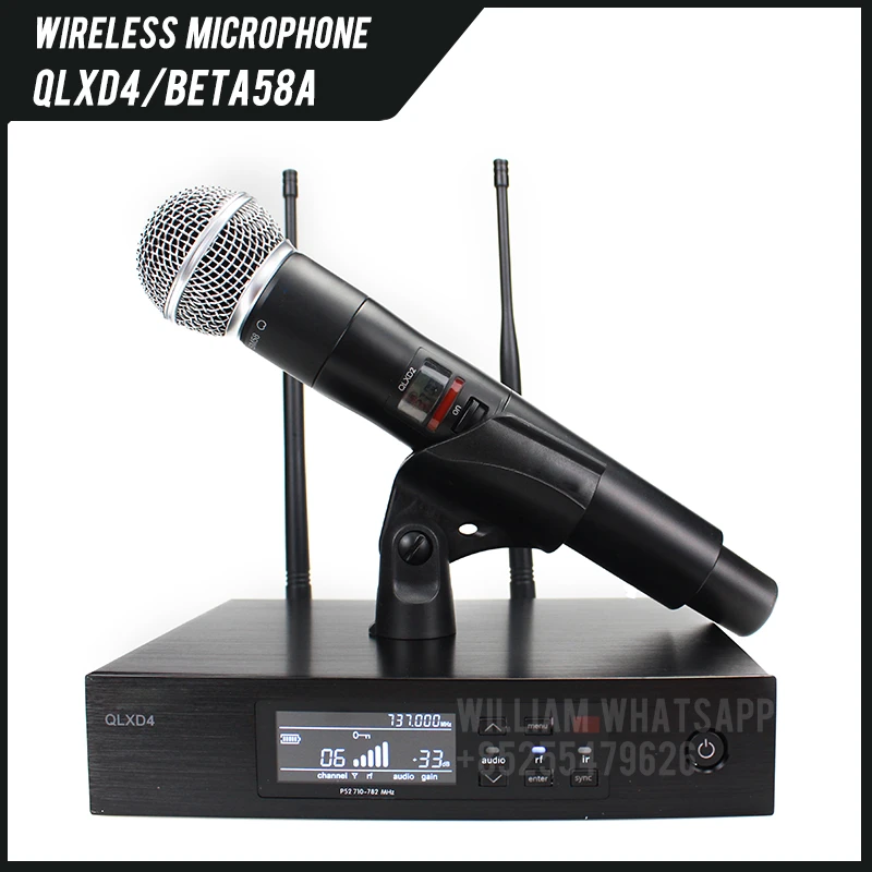Sistema de micrófono inalámbrico profesional, paquete de bolsa, rendimiento de escenario, QLXD4 ...