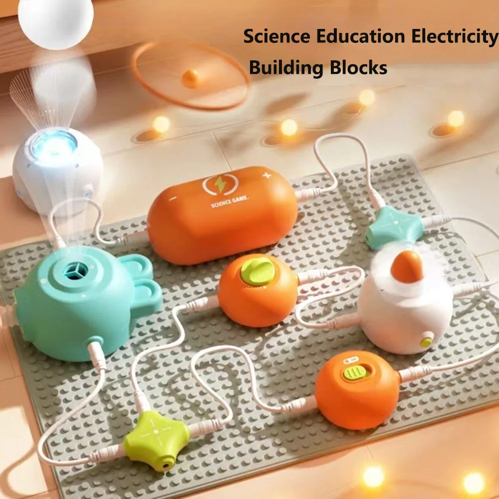 Kids-Circuit-Blocks-Science-Toy-Electronic-Building-Blocks-Science-Experiment-Projector-Set ...