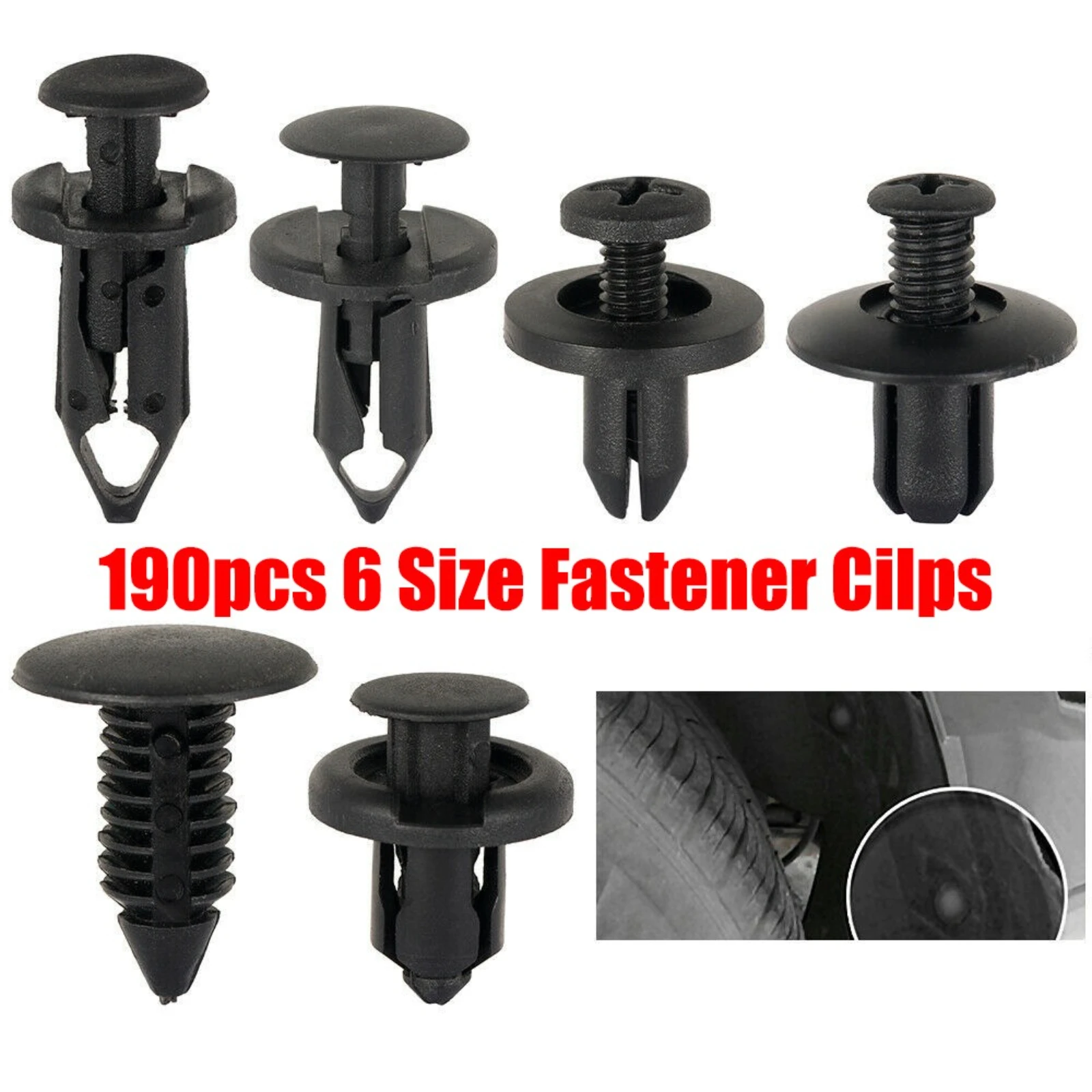 190 Uds 6 tamaños Clips de retención de coche sujetadores Kit de Clips ...