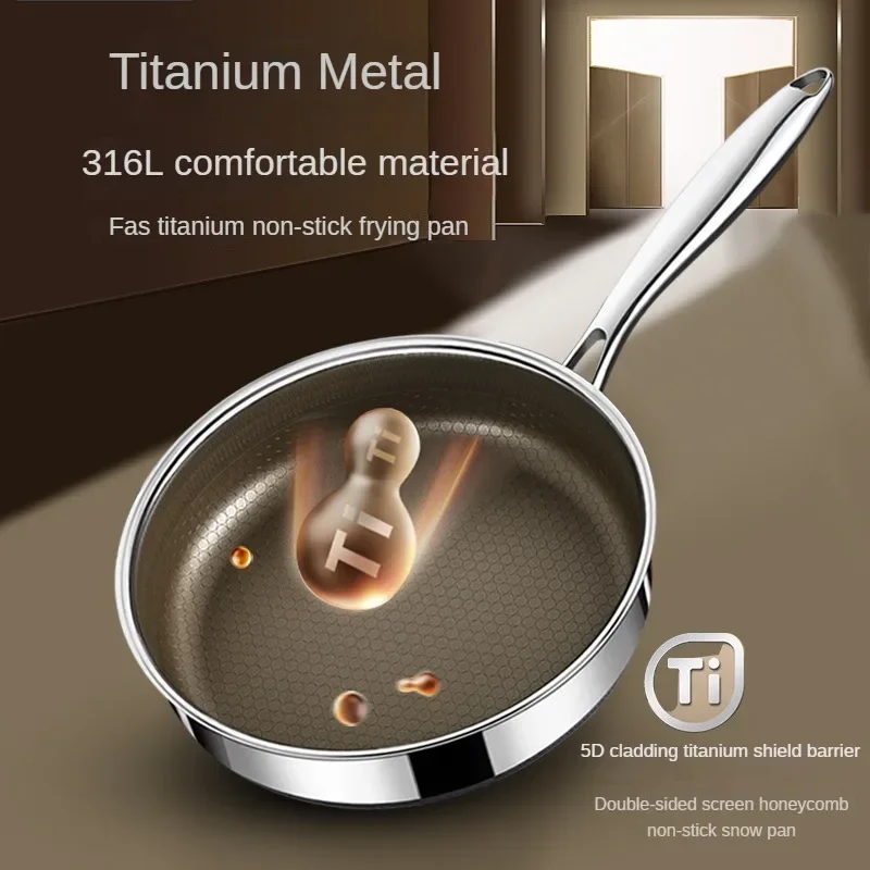 Titanium-Wok-Pan-316-Stainless-Steel-Frying-Pan-Less-Fume-Cooking-Pot ...