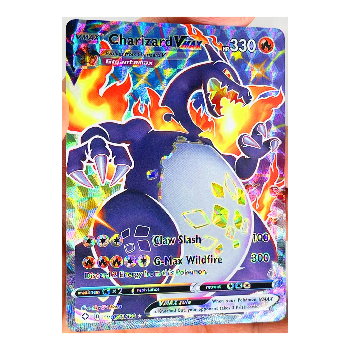 55pcs/set PTCG Fire Dragon VMAX Card Refraction Technology DIY Homemade ...