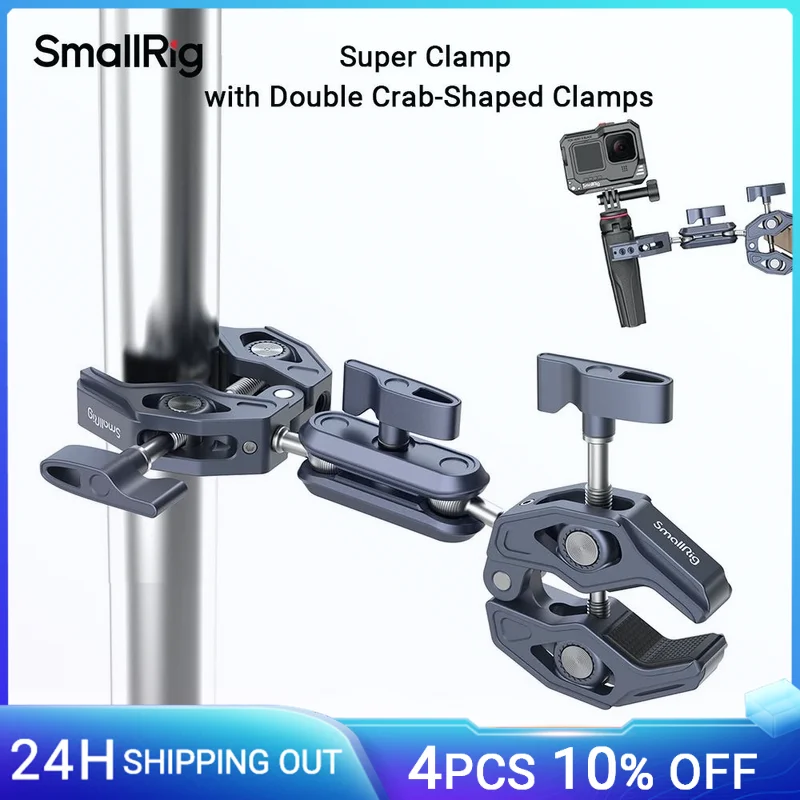 SmallRig Super Clamp com grampos duplos em forma de caranguejo, braço ...
