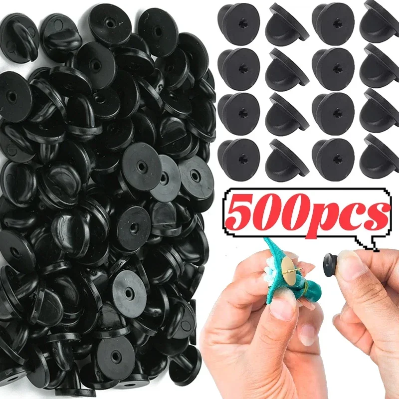 Black-PVC-Rubber-Pin-Backs-Butterfly-Clutch-Tie-Tack-Lapel-Holder-Clasp ...