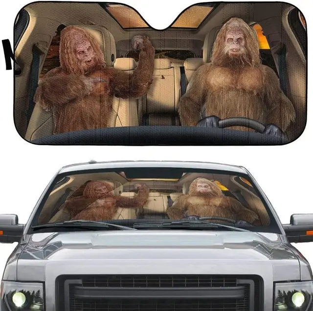 Bigfoot Family Sasquatch Driving Car Sunshade for Bigfoot Believers ...