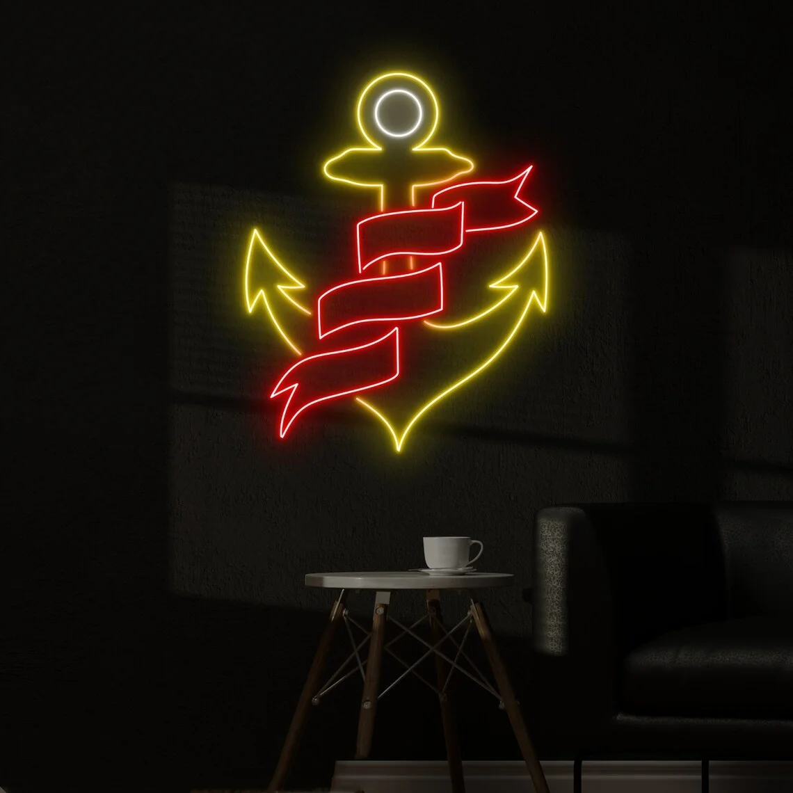 Anchor Neon Sign Anchor Ribbon Neon Sign Home Wall Art Decor Neon Sign ...