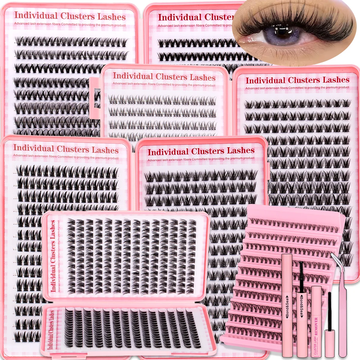DIY Eyelashes Kit Natural Cluster Lashes D Curl Lashes Reusable Soft ...