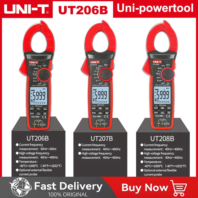 UNI-T UT206B UT207B UT208B UT205E Clamp Meter AC/DC 6000 Count 1000V AC ...