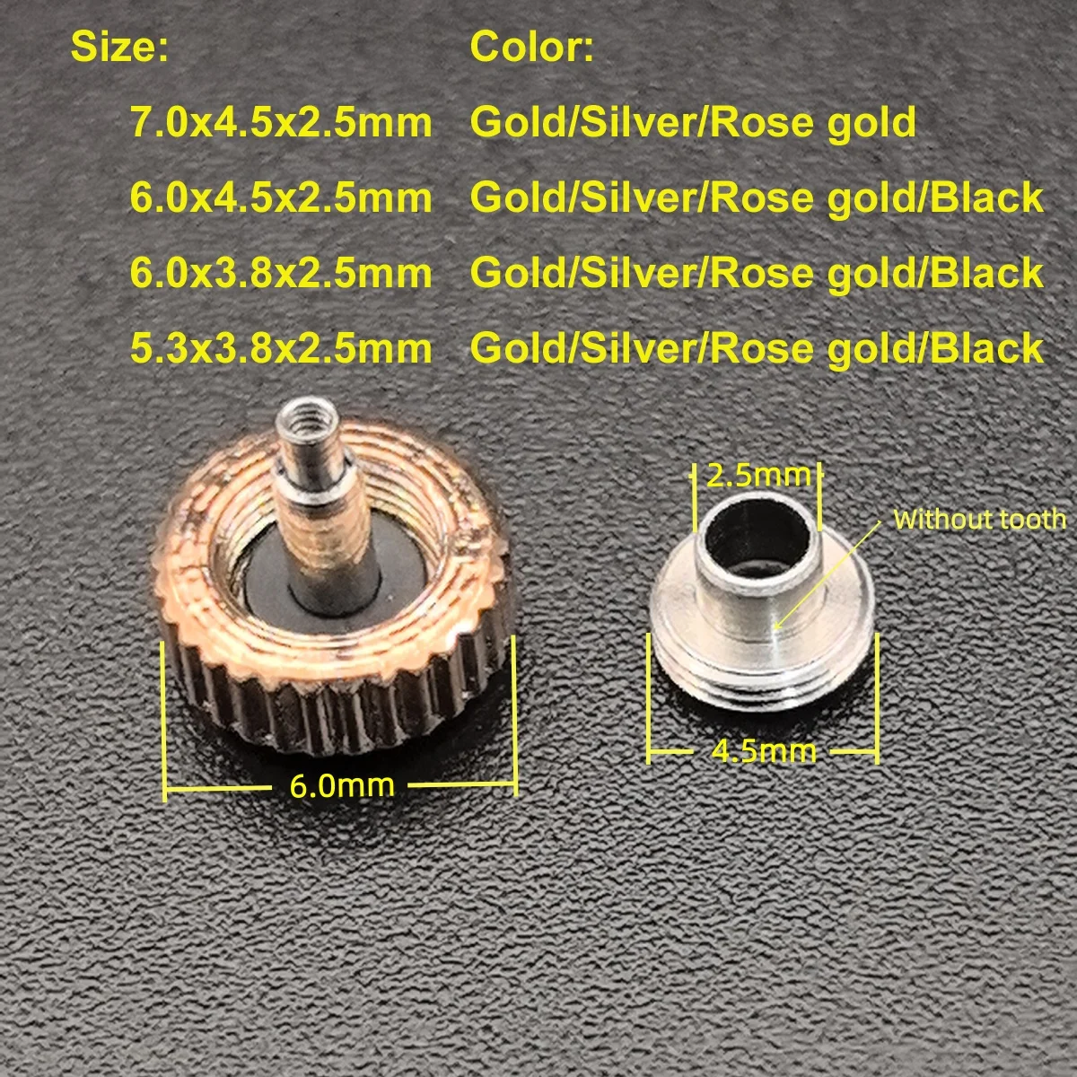 7/6//5.3mm External/Internal Thread Watch Crown Parts Set For RLX /SK ...