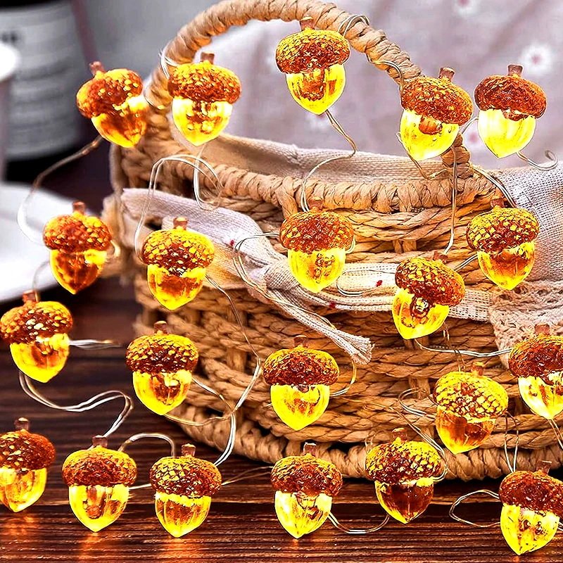10-20-LED-3D-Acorn-String-Lights-Garland-Christmas-Decoration-Light ...