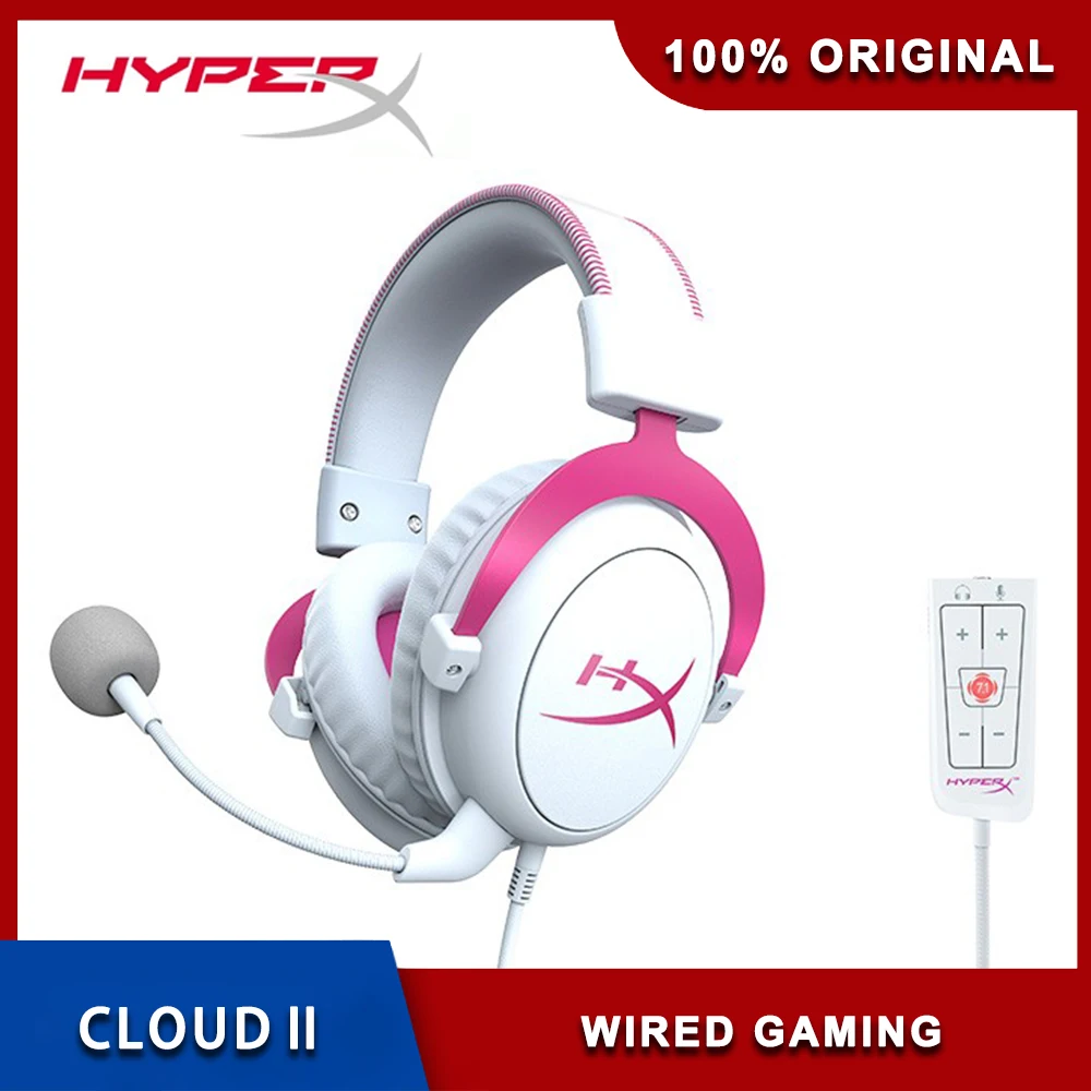 HyperX-Cloud-II-Pink-Gaming-Headset-7-1-Virtual-Surround-Sound ...