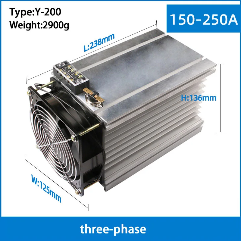 Y-200-150A-200A-250A-Radiator-Heat-Sink-With-Fan-For-3-Three-Phase-SSR ...
