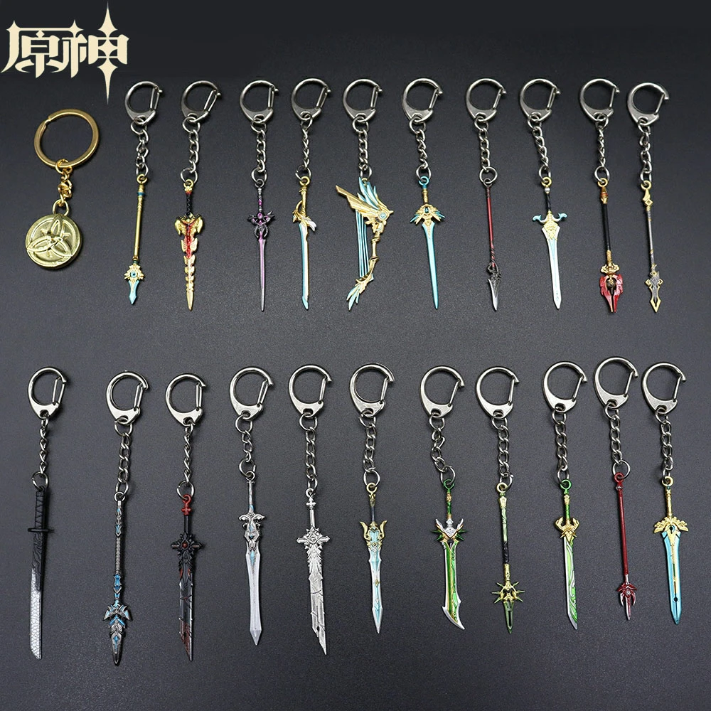 6CM Genshin Impact Sword Weapon Keychains Zhongli Venti Tartaglia ...