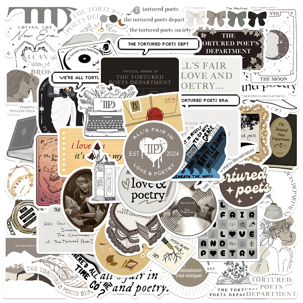 50PCS Hot POP Singer Album TTPD The Tortured Poets Depertment Stickers ...