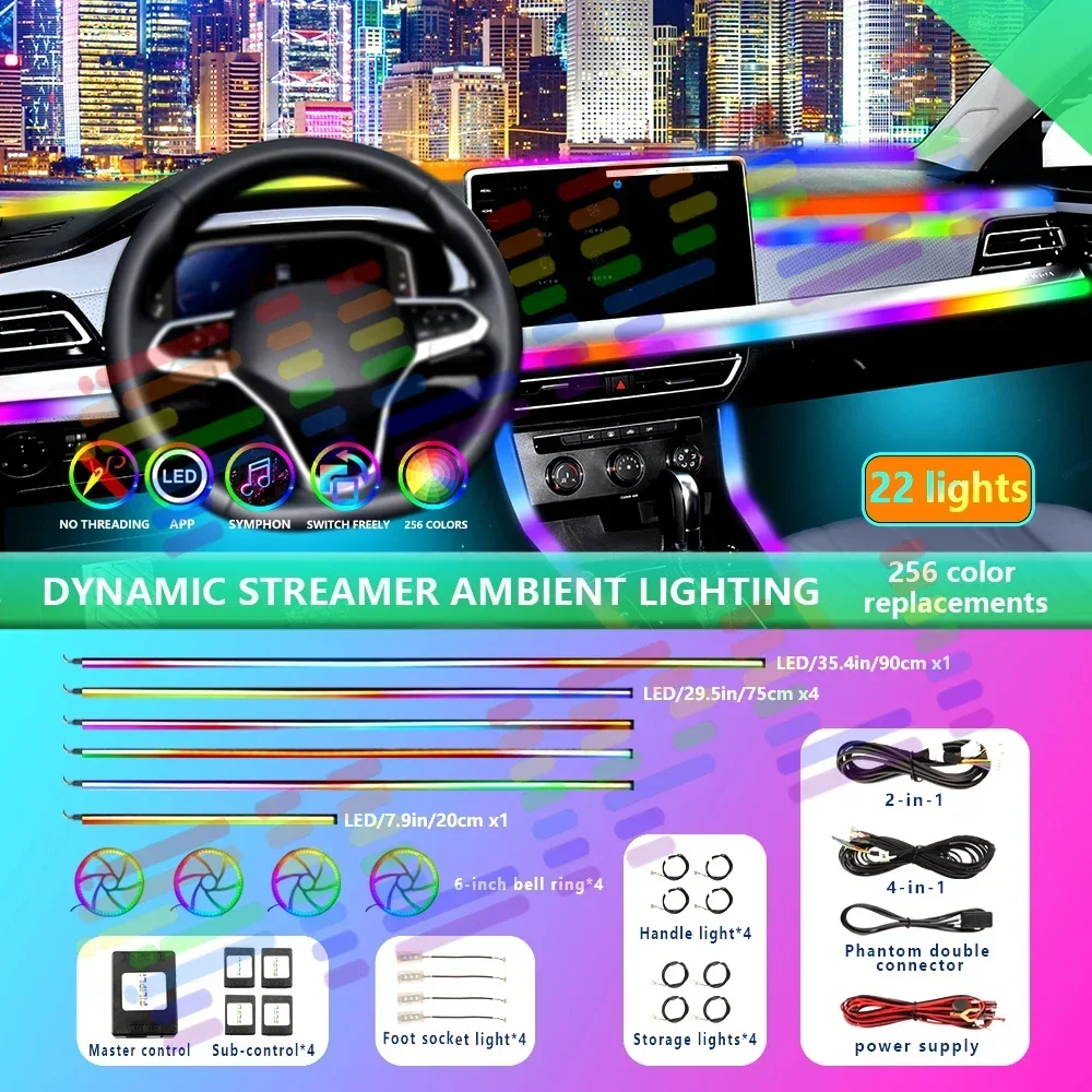 22-in-1-Dual-Zone-Symphony-LED-Car-Ambient-Lights-RGB-64-Colors ...