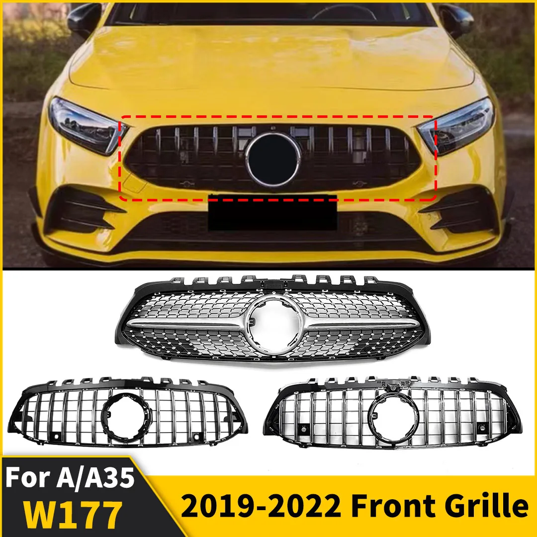 For-Mercedes-Benz-A-or-A35-W177-2019-2022-GT-Diamond-Style-Front-Grille ...