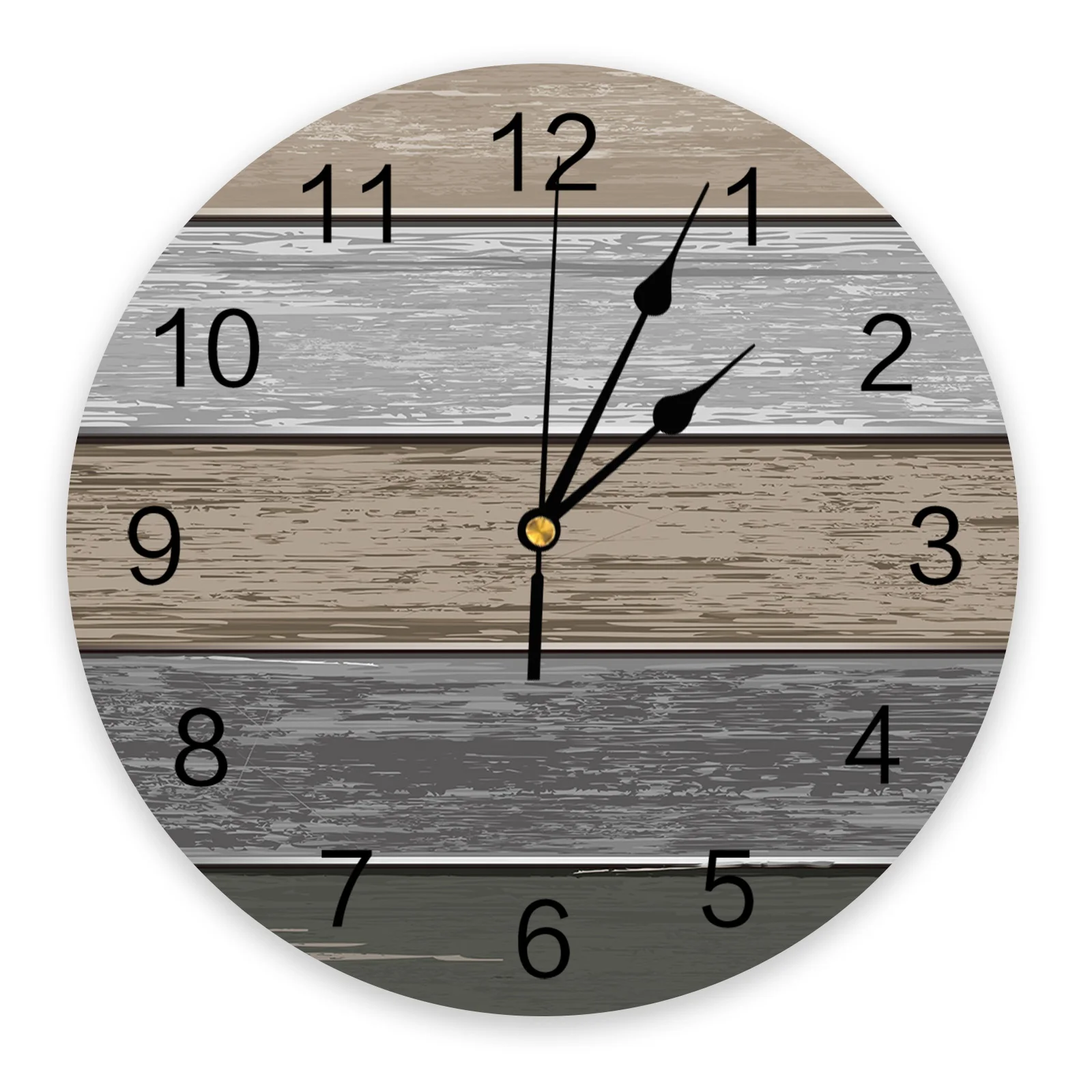Vintage Country Farmhouse Gradient Wood Grain Wall Clocks Silent Home ...