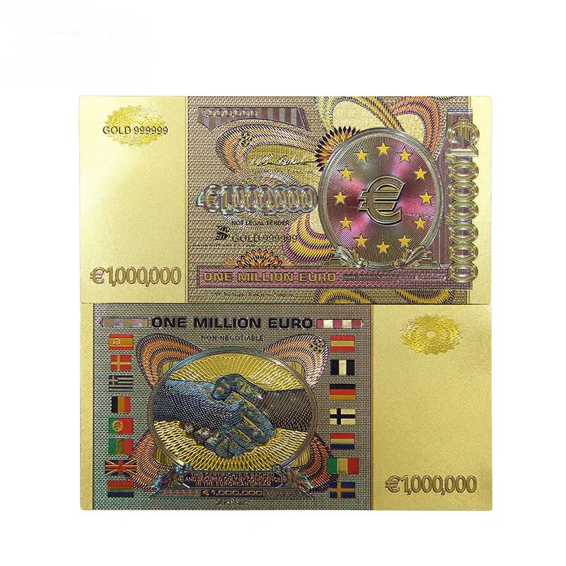 Gold-Foil-Banknote-One-Million-Colored-Euro-Paper-Note-European-Replica ...