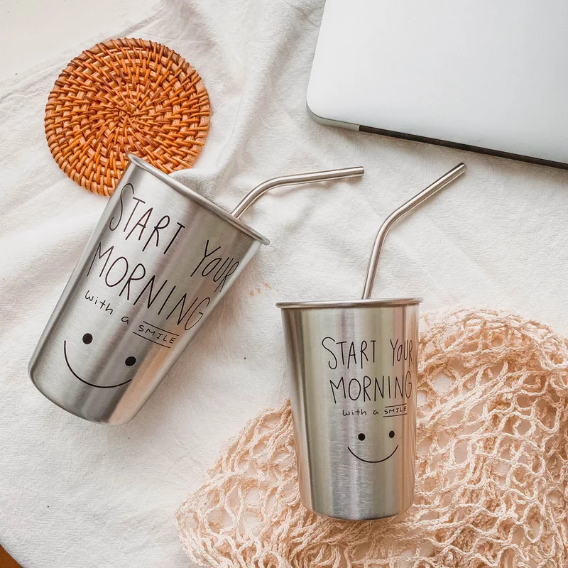 Stainless-steel-water-cup-ins-industrial-style-simple-cute-smiling-face ...