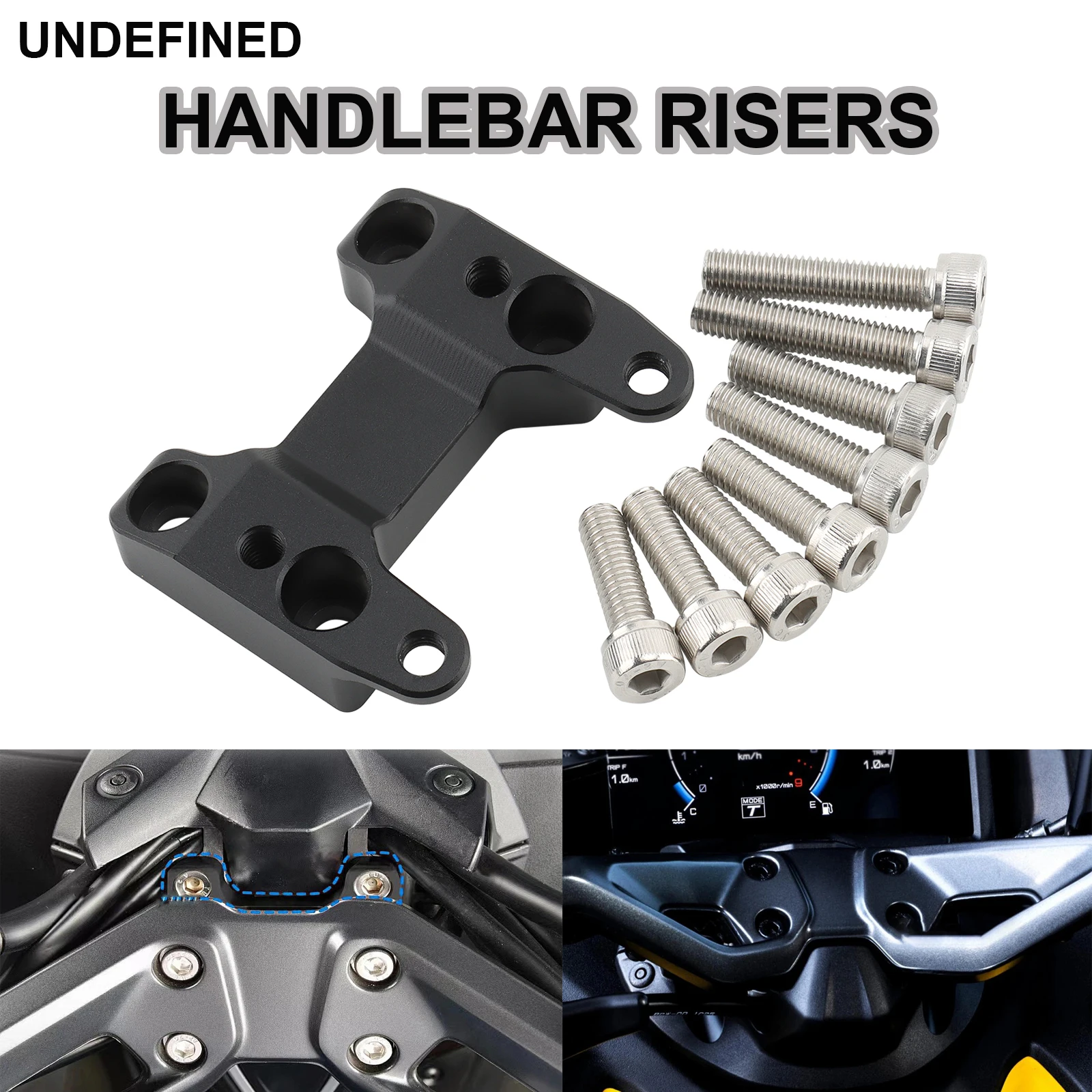 Motorcycle-Handlebar-Riser-Black-Handle-Bar-Raiser-Extend-Mount-Clamp ...