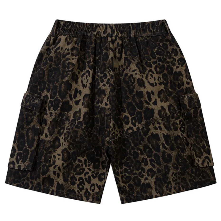 Men's Vintage Leopard Shorts 2024 Summer Loose Cargo Shorts Pants ...