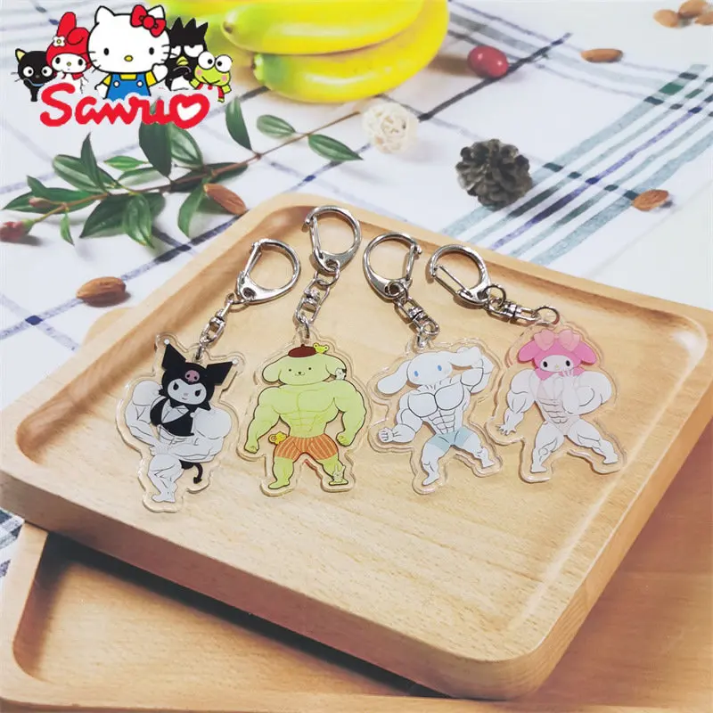 MINISO-Muscle-Melody-Kuromi-Hello-Kitty-Cinnamoroll-llavero-Macho ...