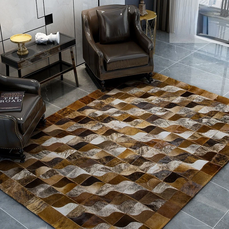 European and American Three dimensional Cowhide Carpet Villa Living ...