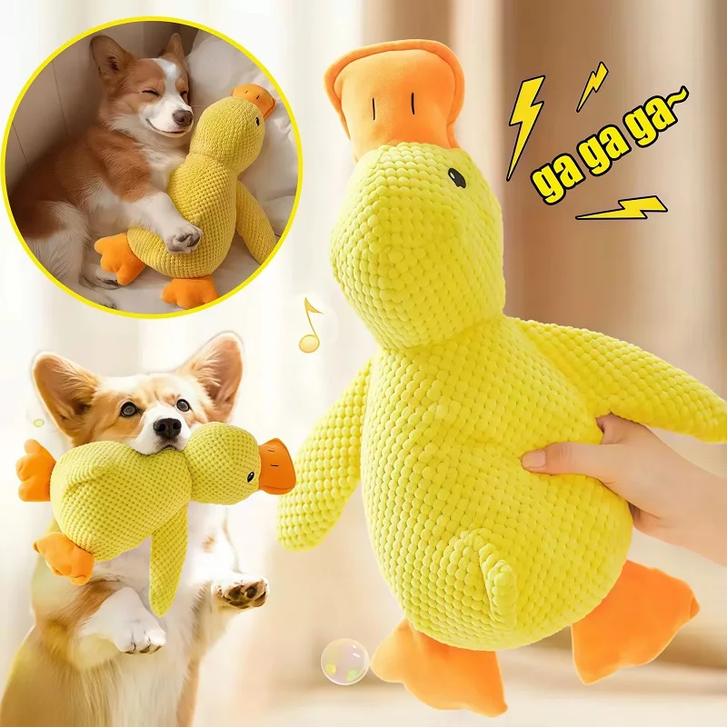 Plush Dog Toy Simulation Duck Interactive Squeaky Puppy Toy Clean Teeth ...
