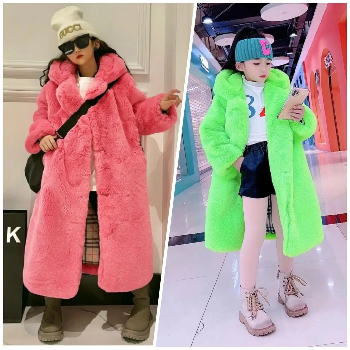 2024-Girls-Faux-Fur-Coat-Winter-Long-Sleeve-Warm-Jacket-Imitation ...