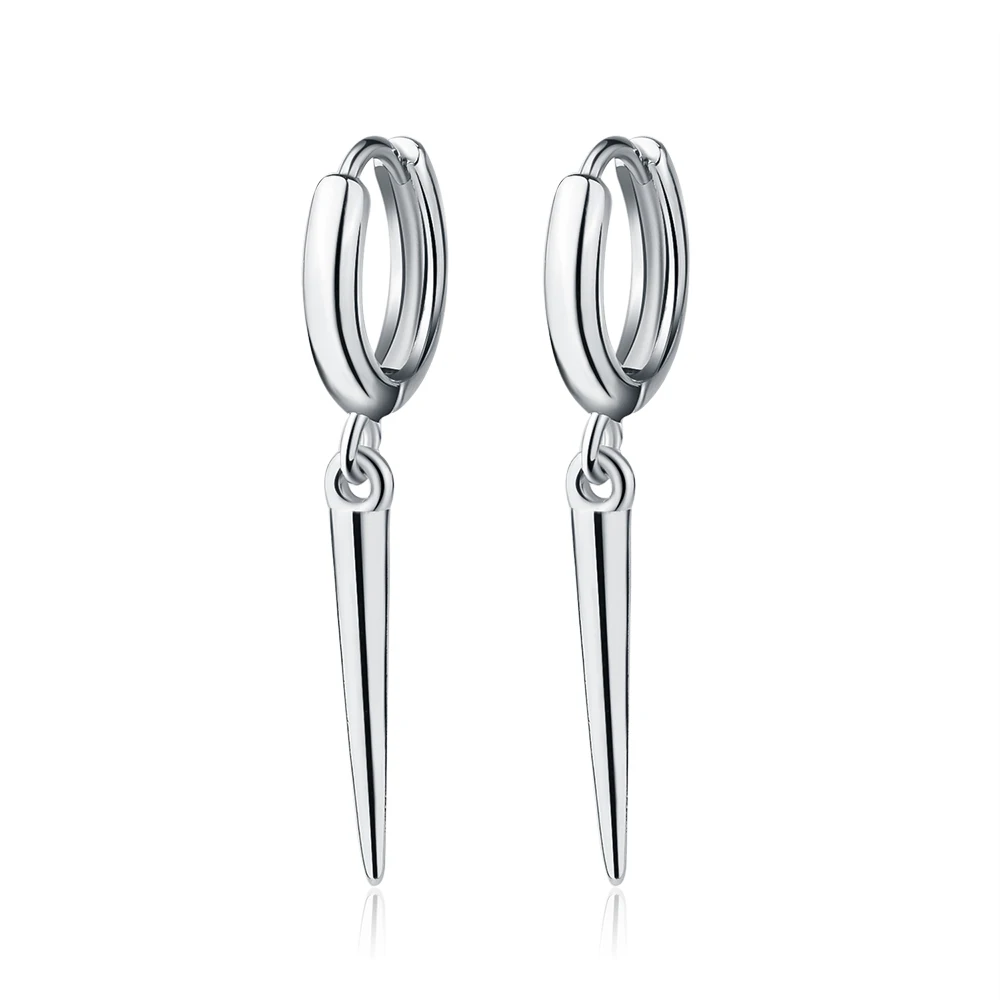 100% Real Pure 925 Sterling Silver Unisex Punk Rock Personality Spike ...