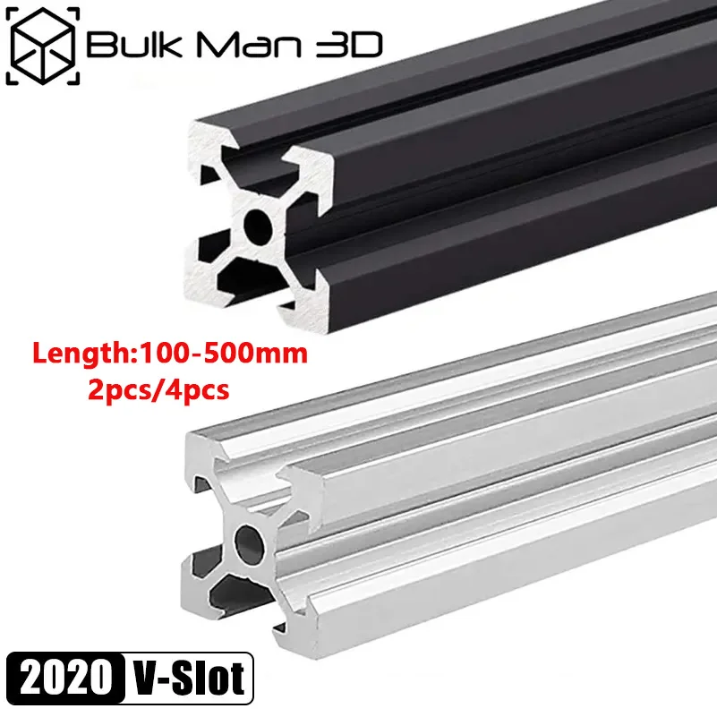 2-4pcs-2020-V-slot-Aluminum-Profile-Extrusion-100-500mm-Linear-Rail-for ...