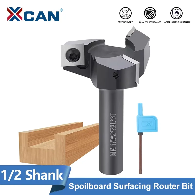 XCAN 1pc 12.7mm Shank CNC Surfacing Router Bit Insert-Style Spoilboard ...