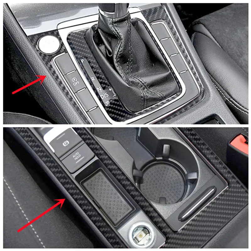 Carbon Fiber Gear Shift Panel Cup Holder Panel Decorative Stickers Trim ...