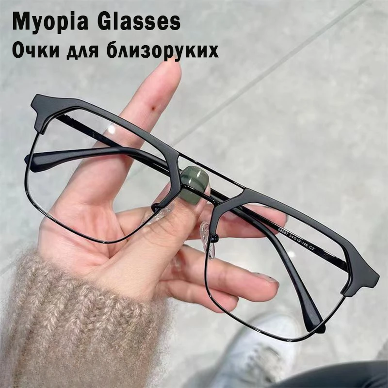 Luxury-Brand-Square-Black-Frame-Myopia-Glasses-Anti-blue-Light-Women ...
