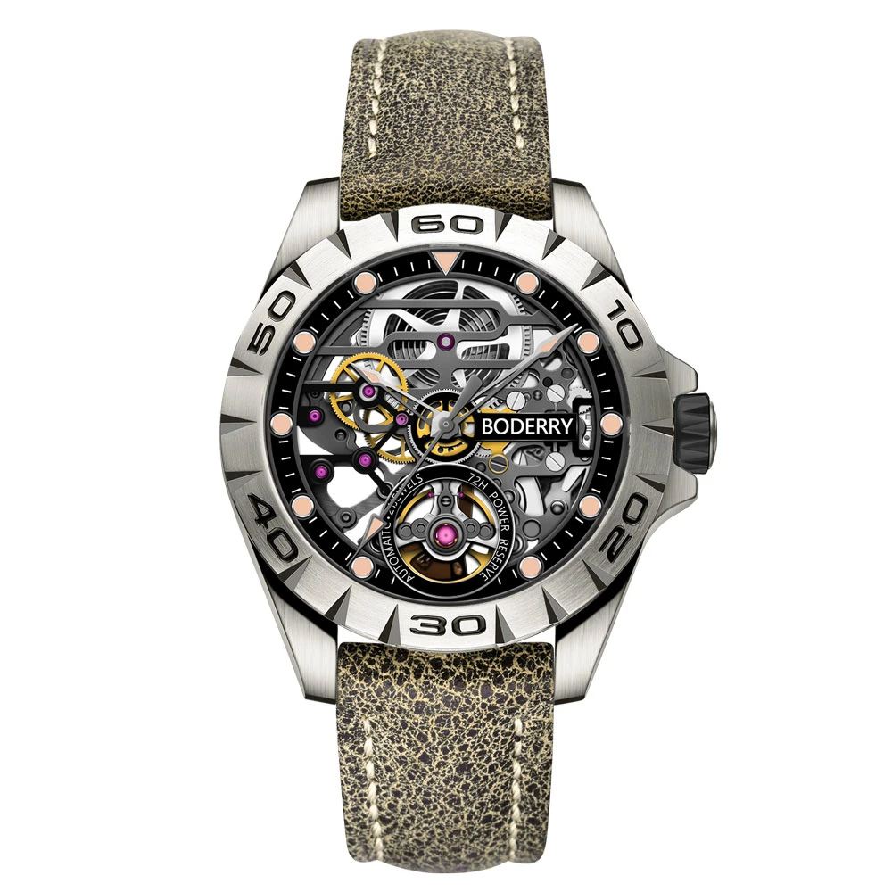 Boderry Urban Men's Skeleton Titanium Watches Automatic Mechanical ...