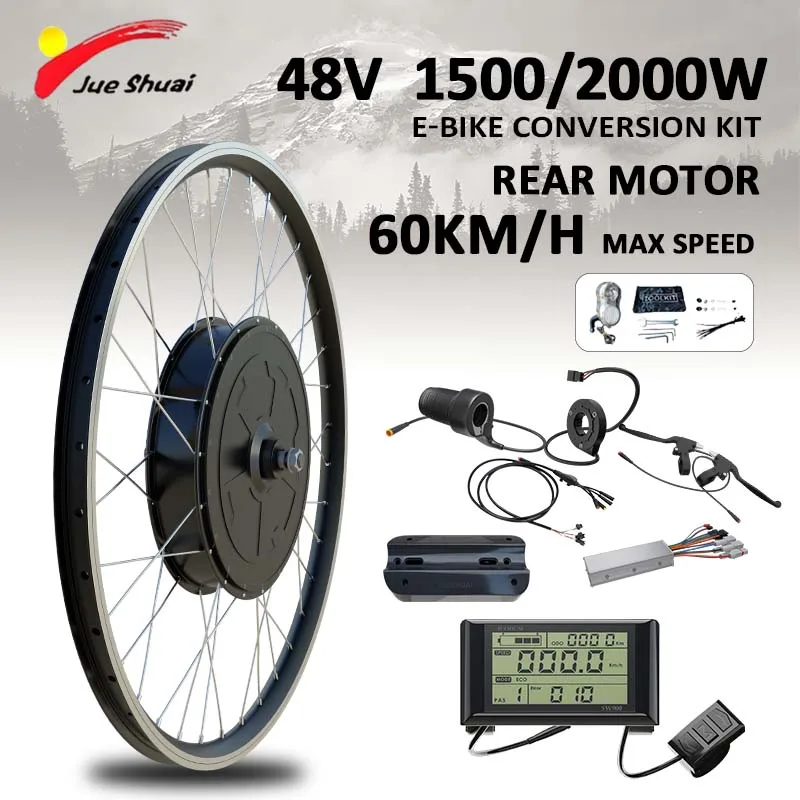 1500-2000W-Electric-Bike-Conversion-Kit-with-Rear-Gearless-Motor-26-27 ...
