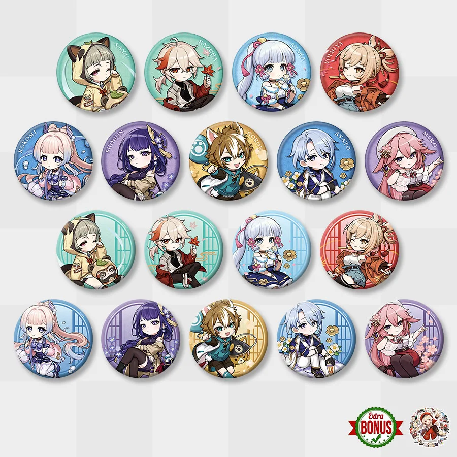 Genshin-Impact-Badge-Kazuha-Yoimiya-Shogun-Kokomi-Ayato-Yae-Miko-Ayaka ...