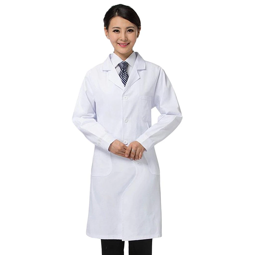 Unisex Long Sleeves Scrubs Lab Nurse Doctor White Coat Uniforms ...