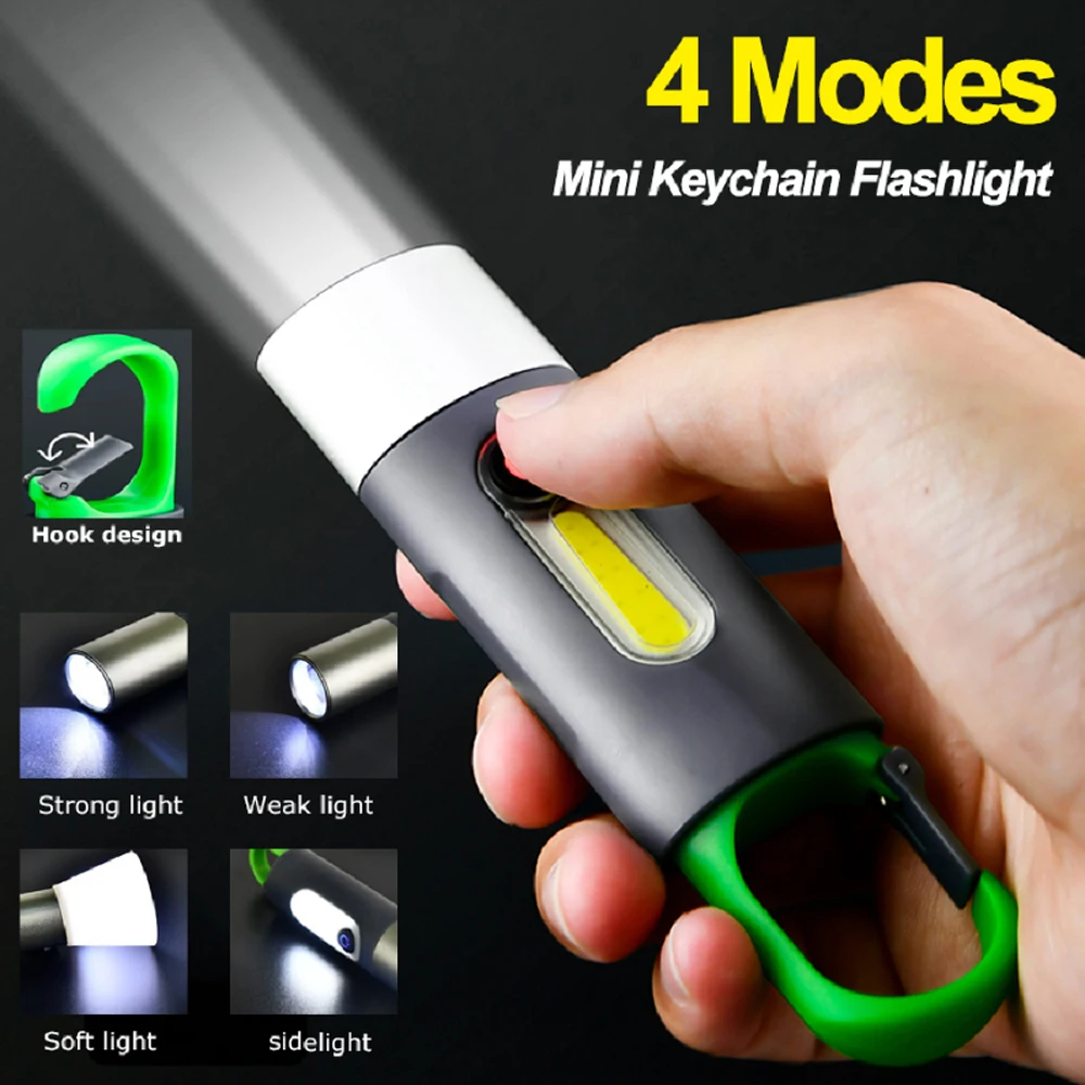Portable-Mini-Strong-Light-Flashlights-USB-Rechargeable-KeyChain-Work ...